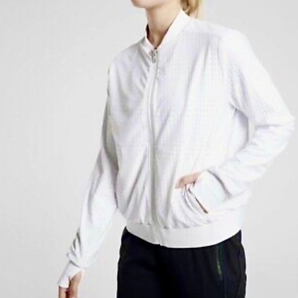 Athleta | Jackets & Coats | Athleta Agame Reversible White Bomber ...